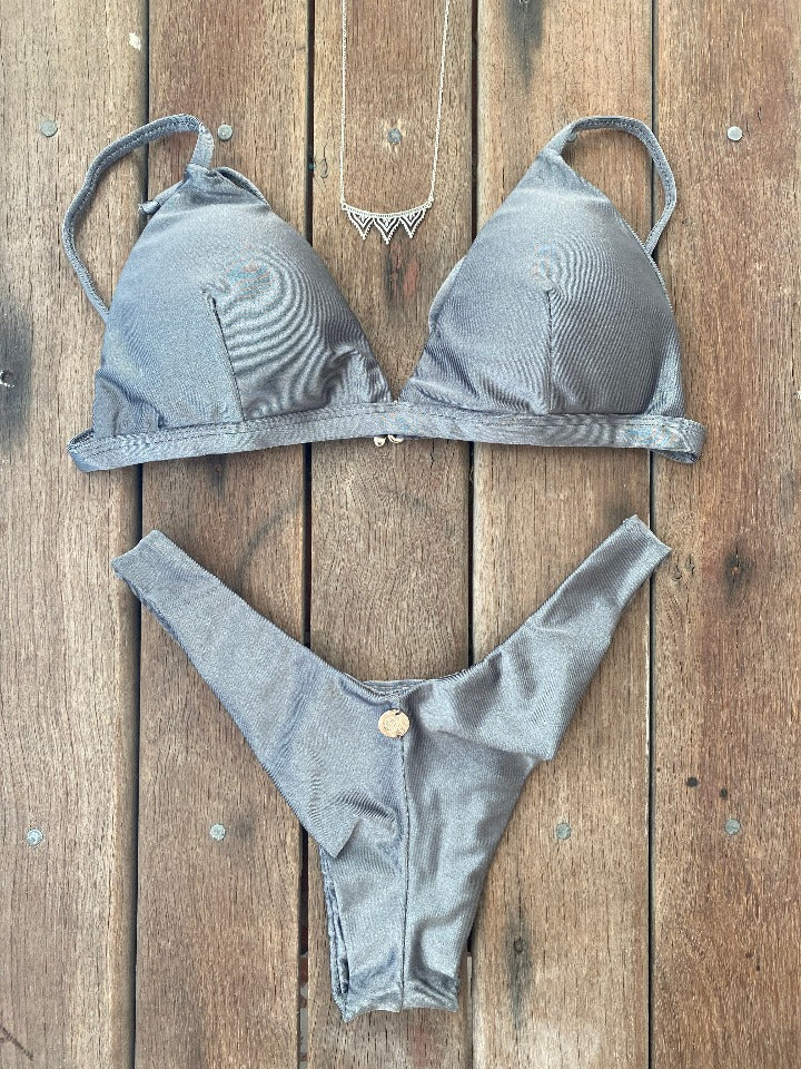 Bikini Seamless Bottom Fixed Triangle Top Shimmery